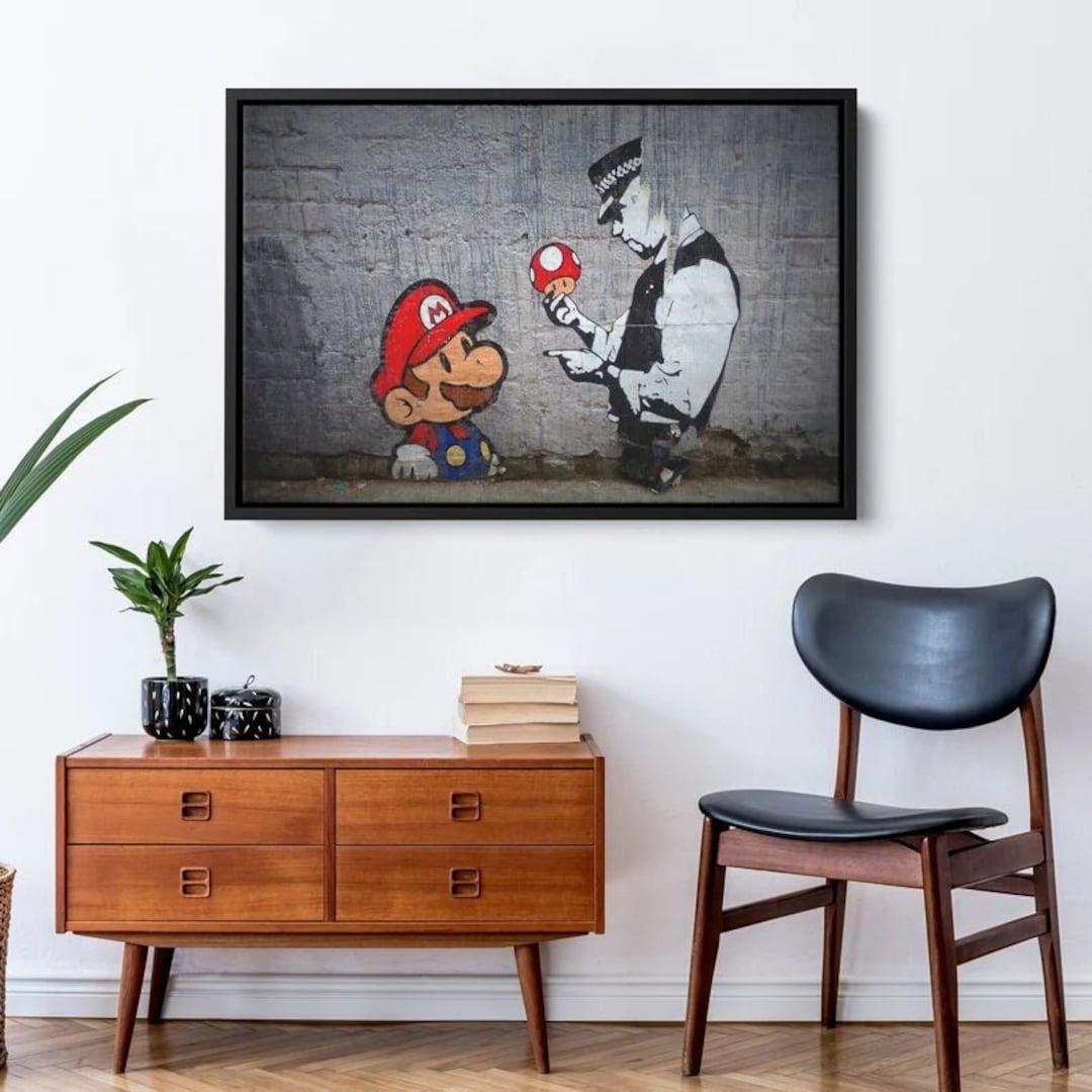 Banksy Mario Toile, Banksy Super Mario, Toile dart mural, Banksy Mario ...