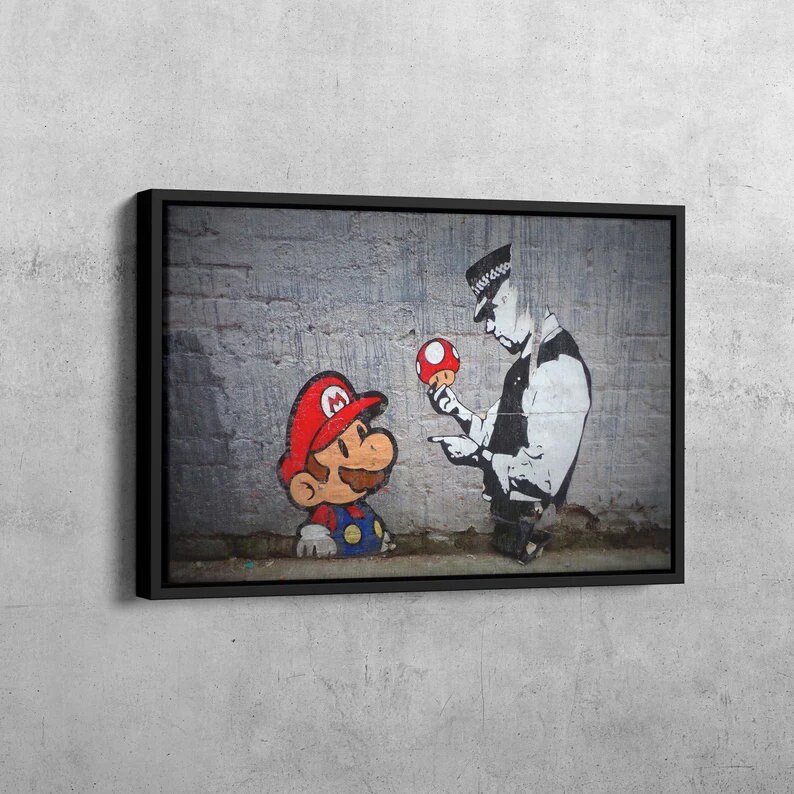 Banksy Mario Toile, Banksy Super Mario, Toile dart mural, Banksy Mario ...