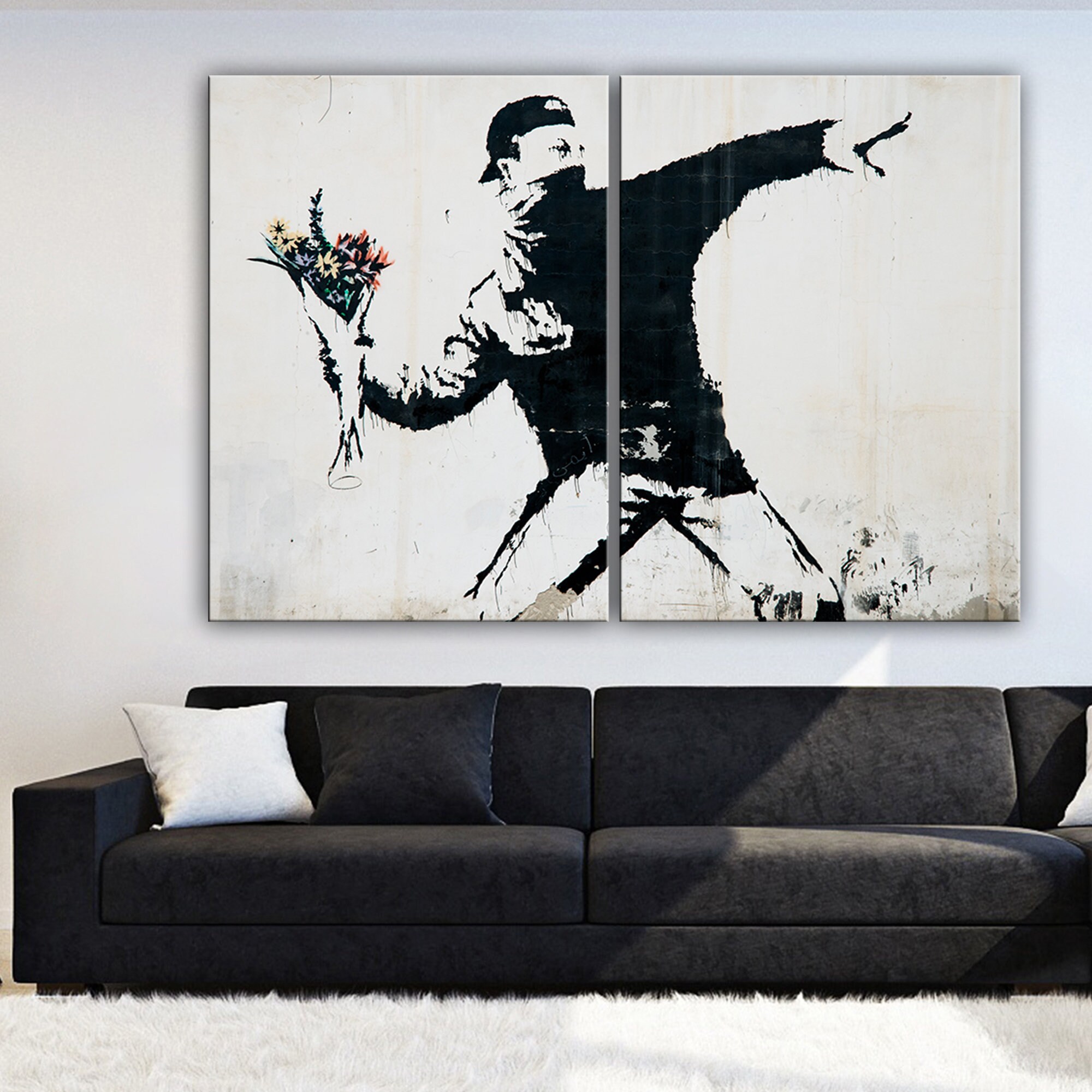 Banksy Art Throwing Flowers Street Art Banksy Decor Banksy - Etsy
