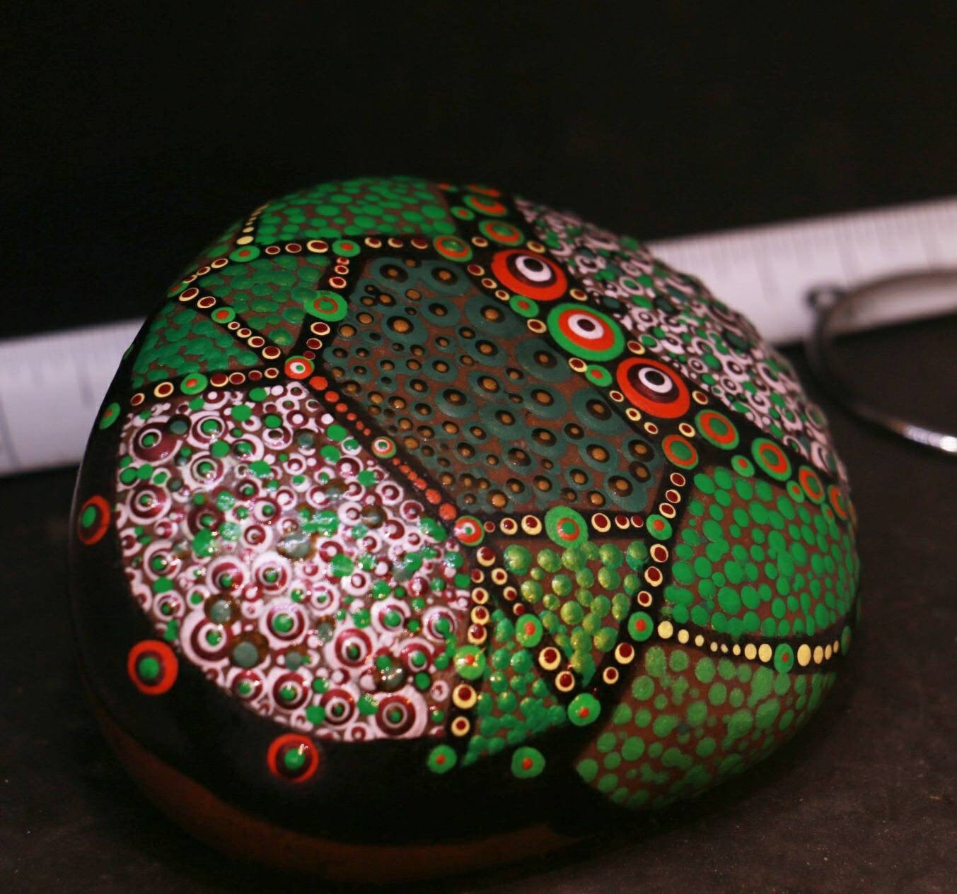 Hand painted Mandala stone river rock very detailed turtle shell ...