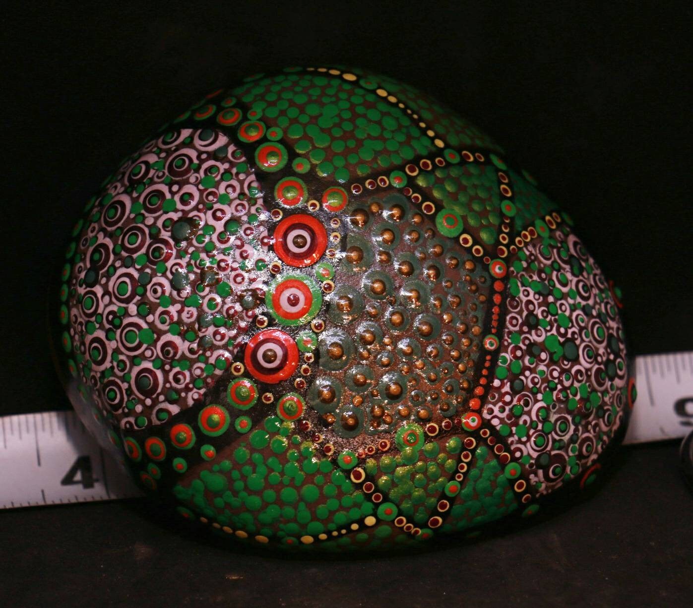 Hand painted Mandala stone river rock very detailed turtle shell ...