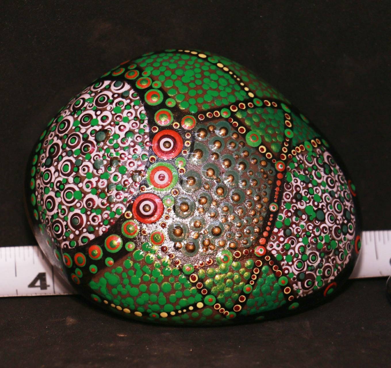 Hand painted Mandala stone river rock very detailed turtle shell ...
