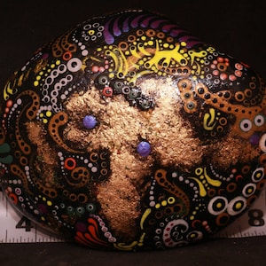 Painted River Rock Abstract Art Gold Inlay - Etsy