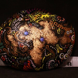 Painted River Rock Abstract Art Gold Inlay - Etsy