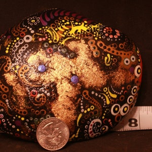 Painted River Rock Abstract Art Gold Inlay - Etsy