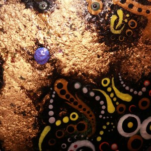 Painted River Rock Abstract Art Gold Inlay - Etsy