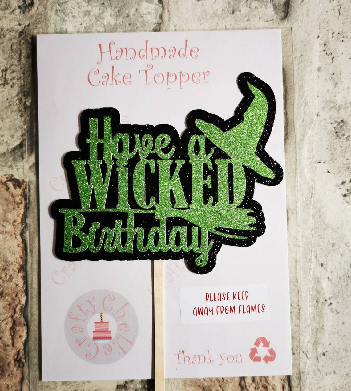 Wicked Birthday Glitter Cake Topper Black Glitter Background | Etsy