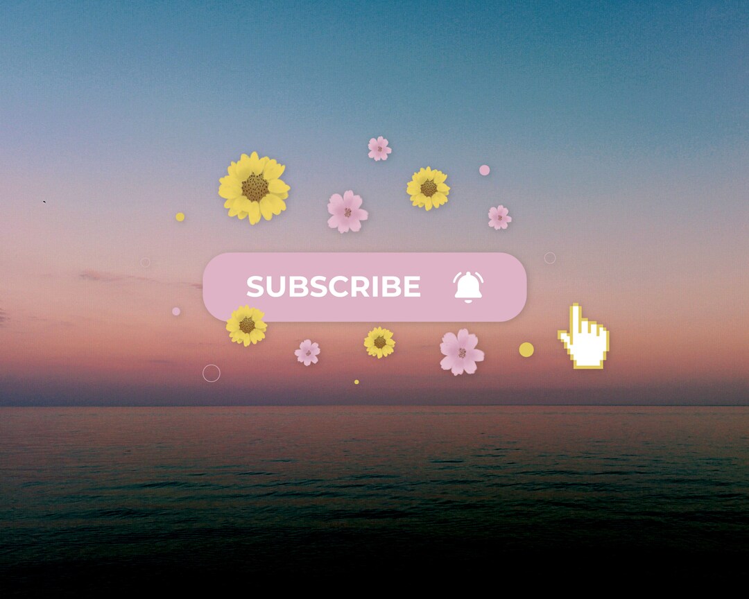 Transparent Cute Pink & Yellow Flower Youtube Subscribe Button, Flower ...