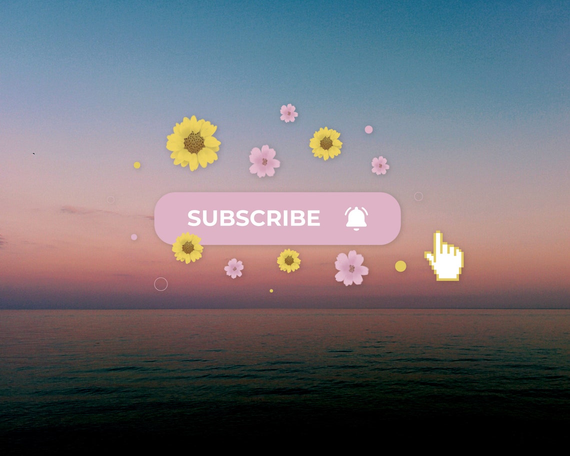 Transparent Cute Pink & Yellow Flower Youtube Subscribe Button, Flower ...