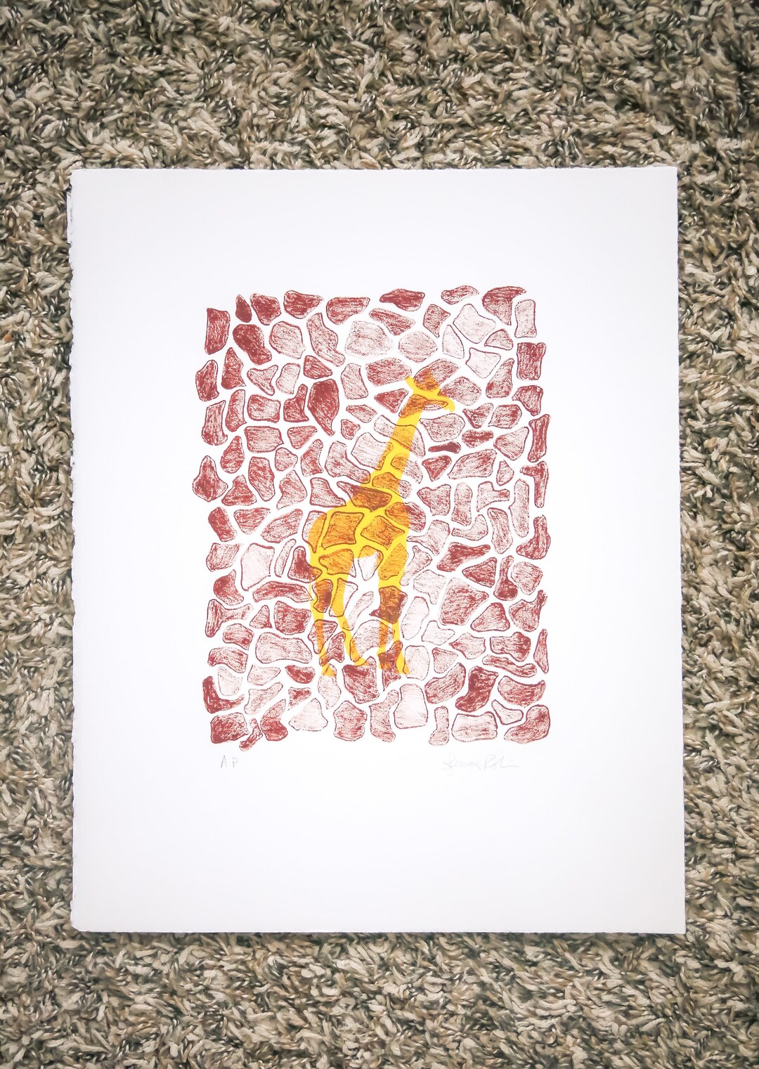 Giraffe Fine Art Print Original Lithograph, Giraffe Print, Giraffe ...