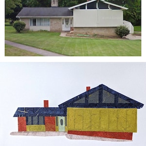 Custom Cut Paper House Collage Handmade House Portrait Minimalist ...