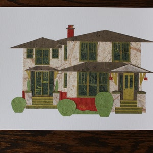 Custom Cut Paper House Collage Handmade House Portrait Minimalist ...