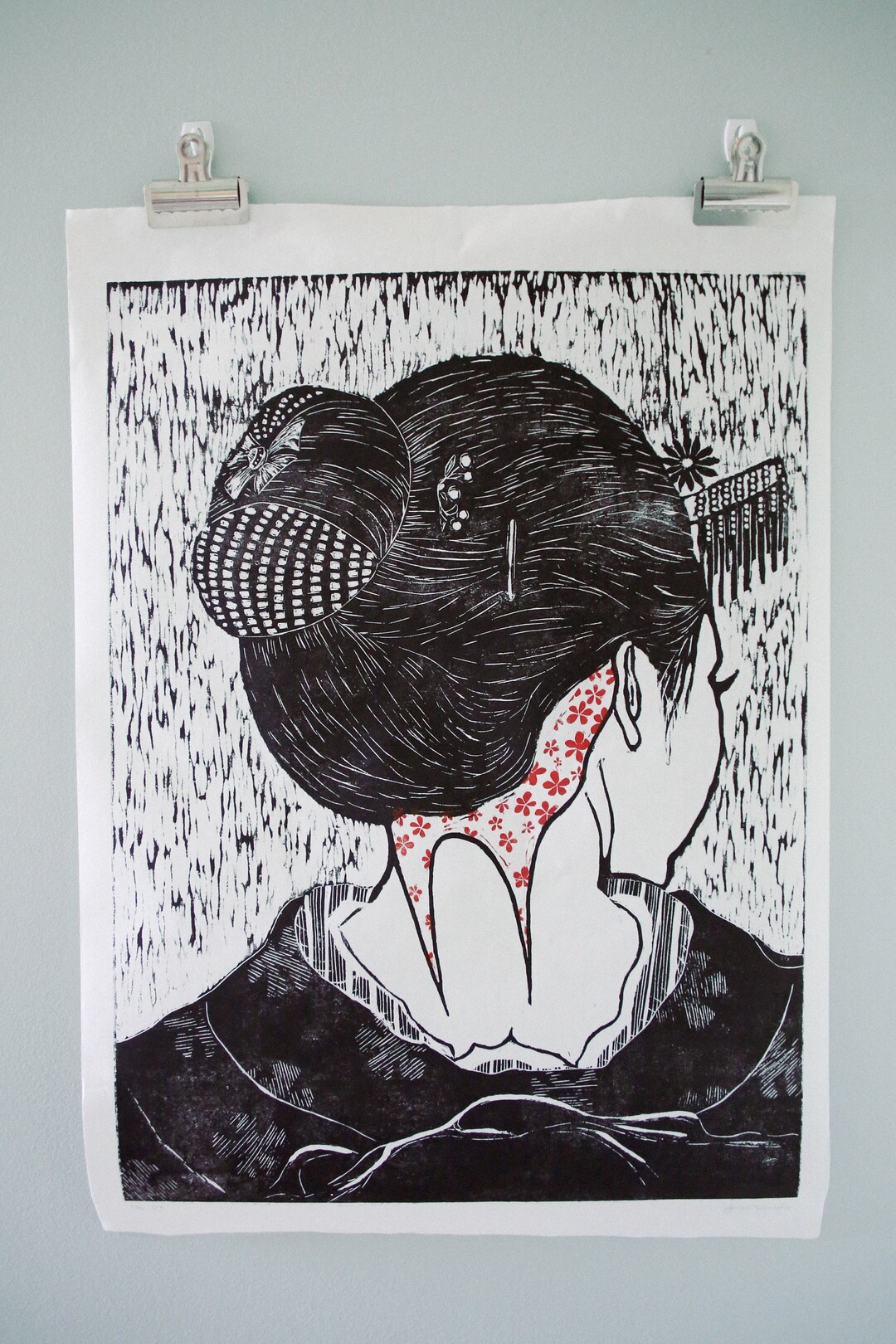 Maiko Poster 22x26 Japanese Girl Woodblock Print Original Signed Relief ...