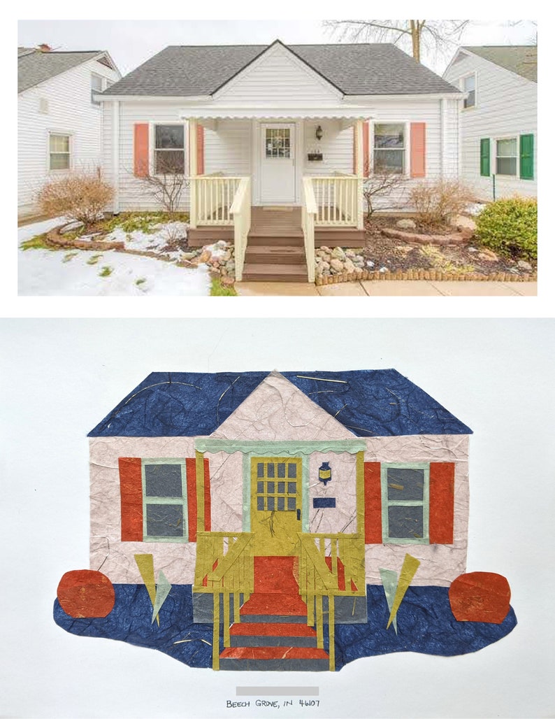Custom Cut Paper House Collage Handmade House Portrait - Etsy