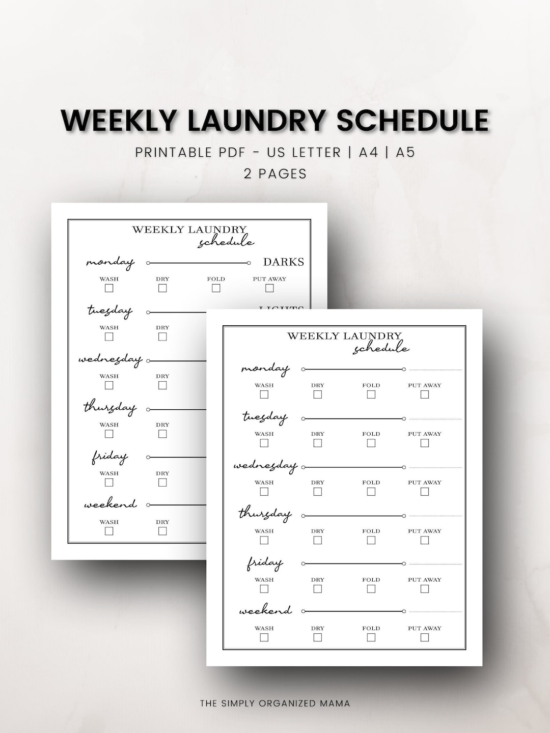 Weekly Laundry Schedule Printable Laundry Routine Laundry Planner ...