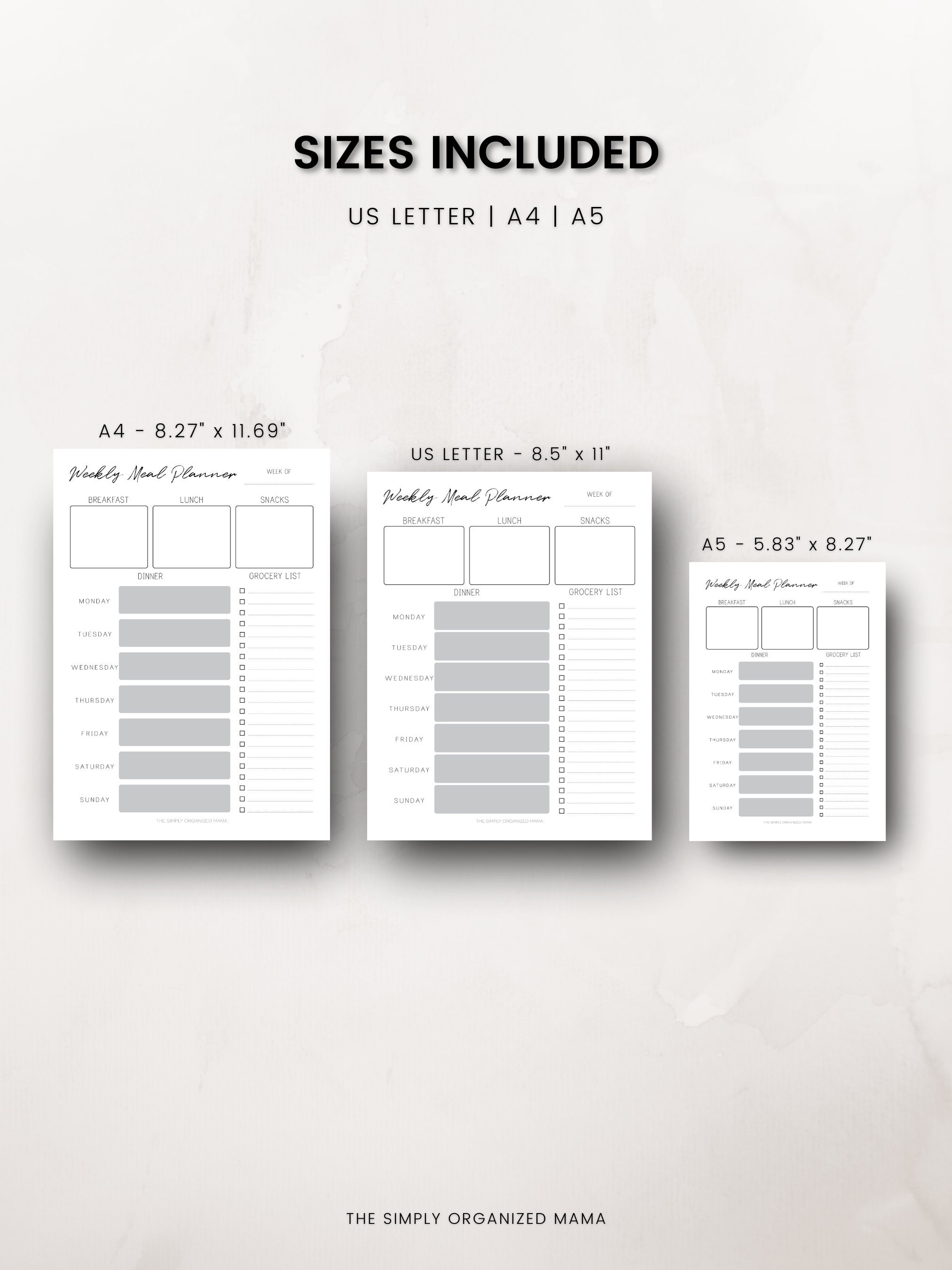 Weekly Meal Planner BUNDLE Meal Plan Template Meal Planner - Etsy