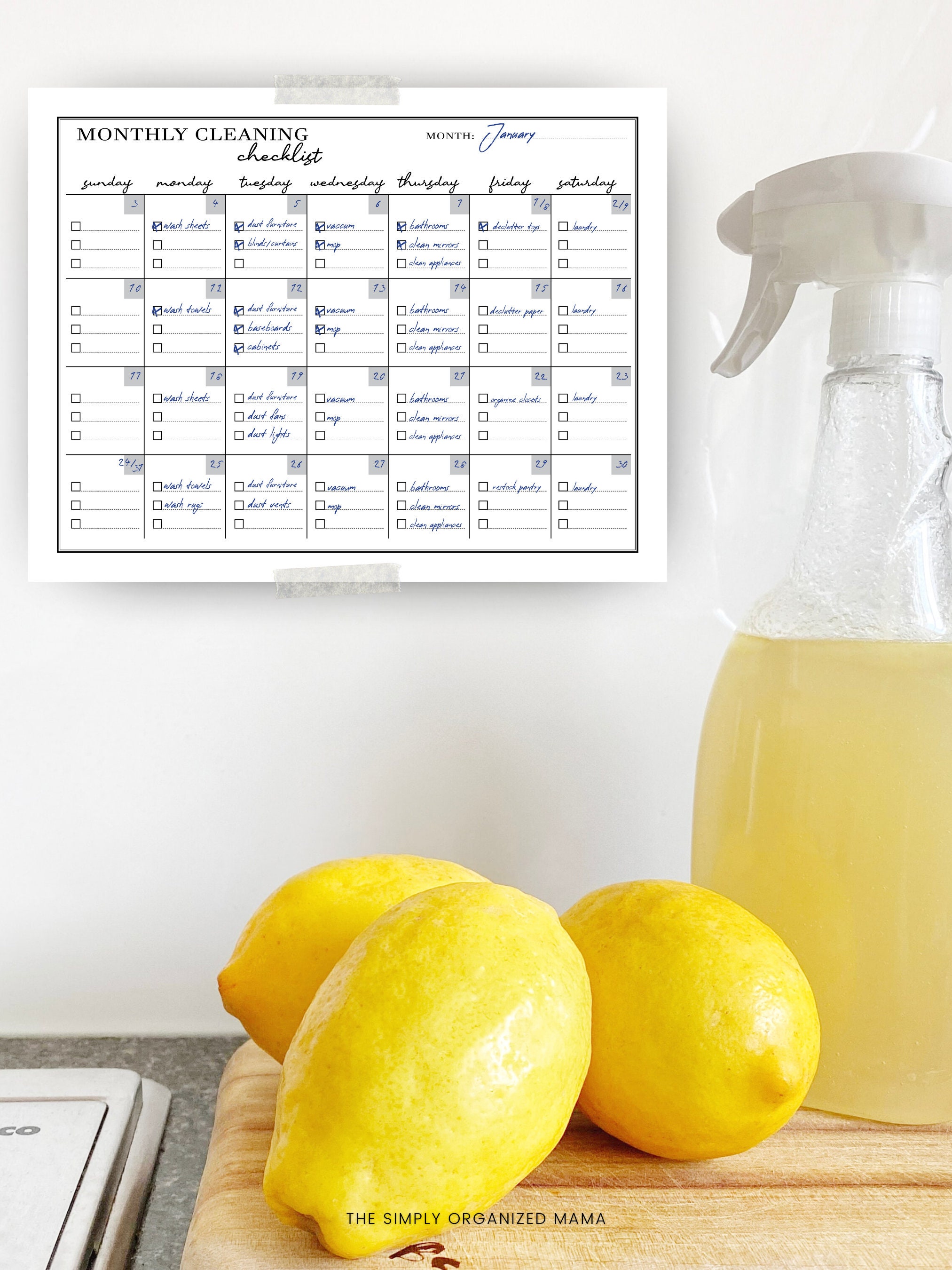 Calendario de limpieza mensual / Programa de limpieza mensual / Lista ...