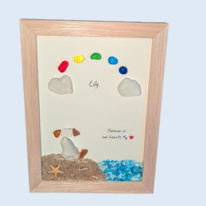 Sea Glass Dog at the Rainbow Bridge, Sea Glass Art, Dog Memorial Art ...