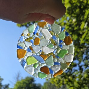 Sea Glass Art, Different Colors of Sea Glass, 4" Window Hanging, Beach ...
