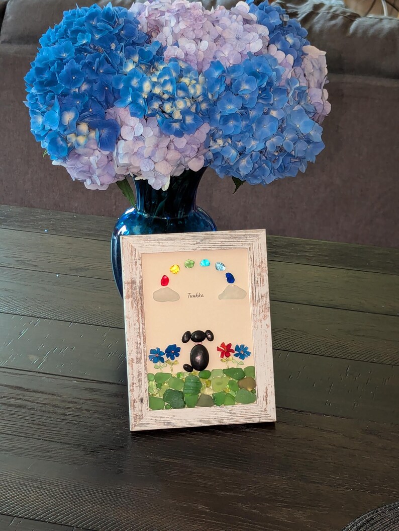 Sea Glass Art, Pebble Dog at the Rainbow Bridge, Sea Glass Art ...