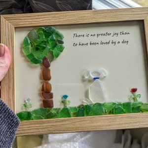 Sea Glass Dog With Tree and Flowers, A Dogs Love, Sea Glass Art ...