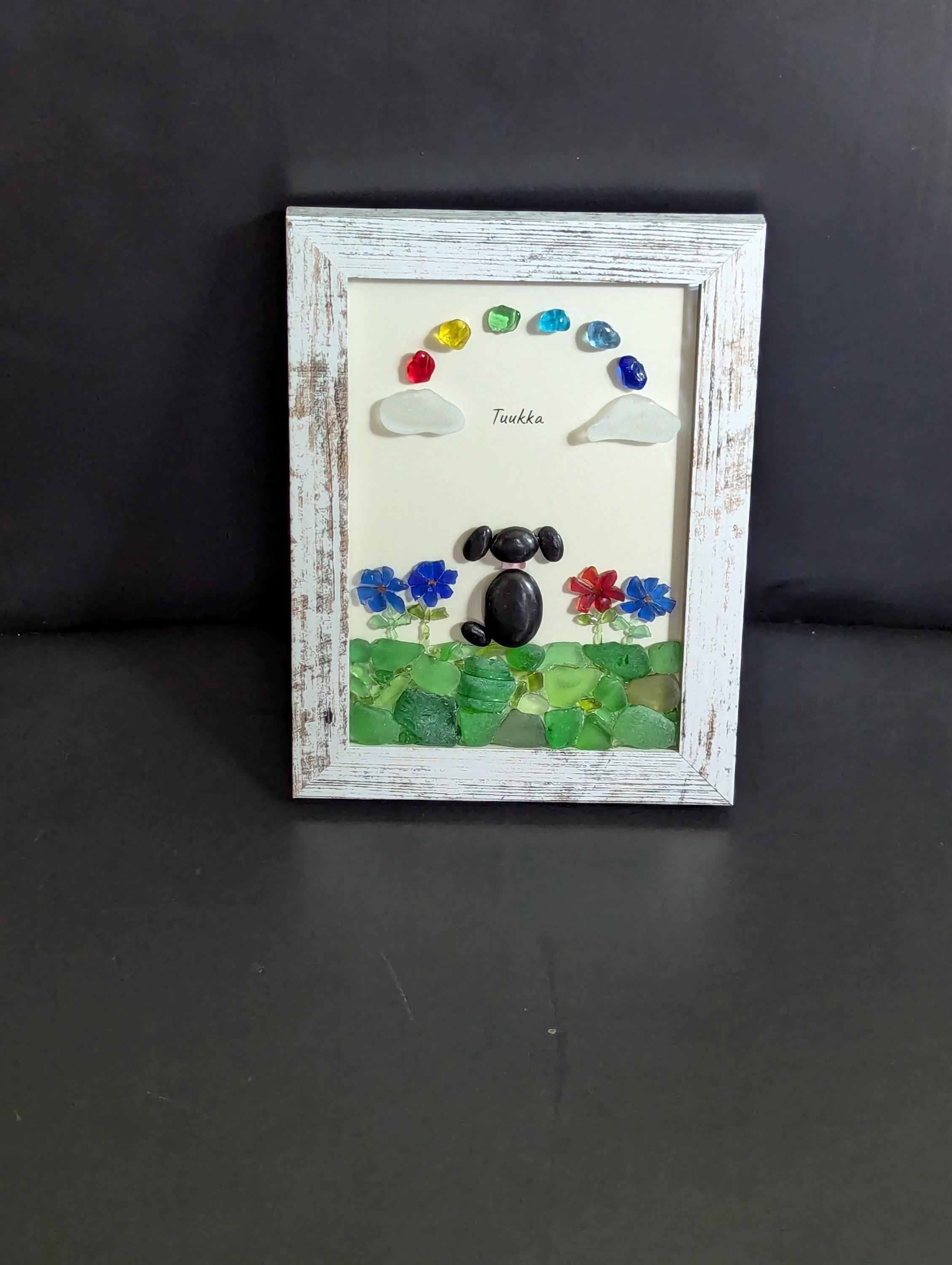 Sea Glass Art, Pebble Dog at the Rainbow Bridge, Sea Glass Art ...