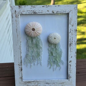 Jelly Fish, Sea Glass Art, Sea Urchaing Jellyfish, Sea Glass Jellyfish ...