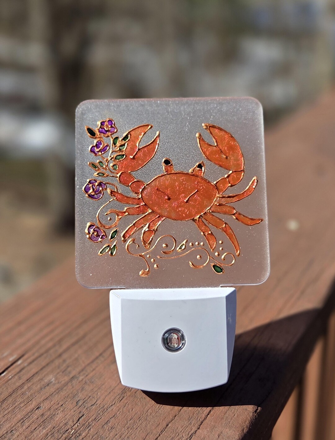 Hand-painted Crab Nightlight, Stained Glass Look, Automatic Dusk to ...