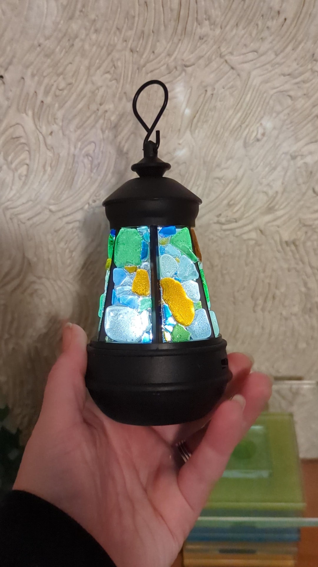 Sea Glass Solar Lantern, Seaglass Light, Multi Color, Solar Light, Sea ...