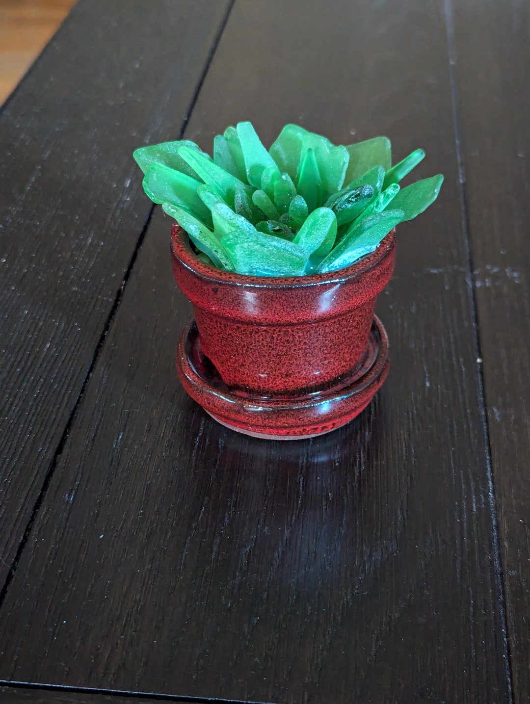 Sea Glass Succulent, Sea Glass Art, Genuine Green Sea Glass, Coastal ...