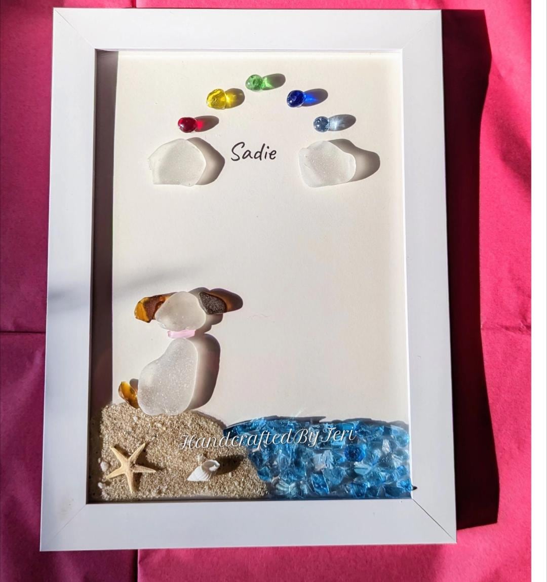 Sea Glass Dog at the Rainbow Bridge, Sea Glass Art, Dog Memorial Art ...