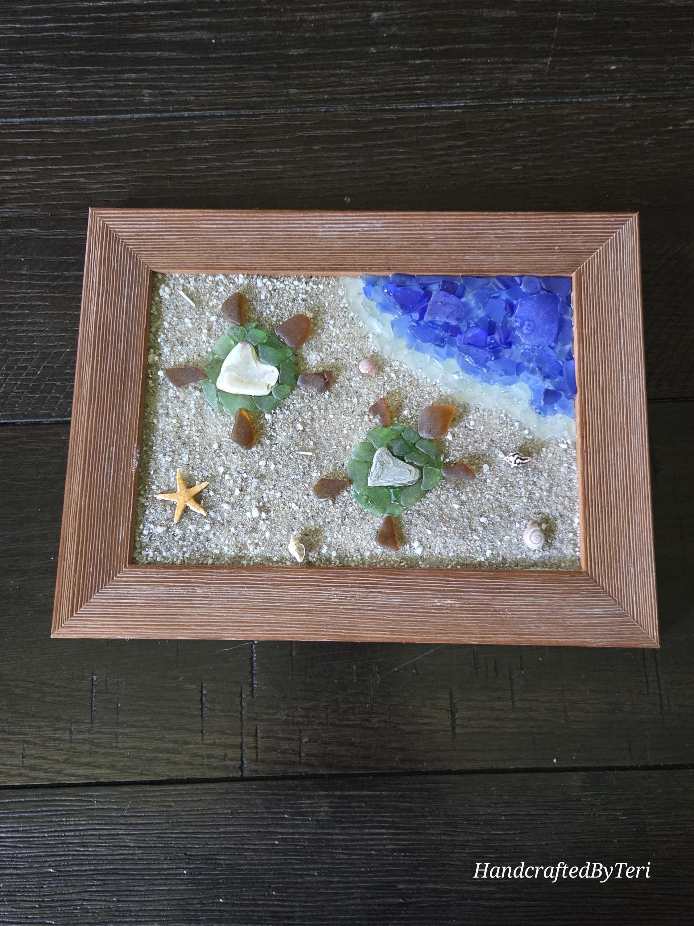 Sea Glass Sea Turtles, Sea Glass Art, Shell Art, Frames Wall Art ...