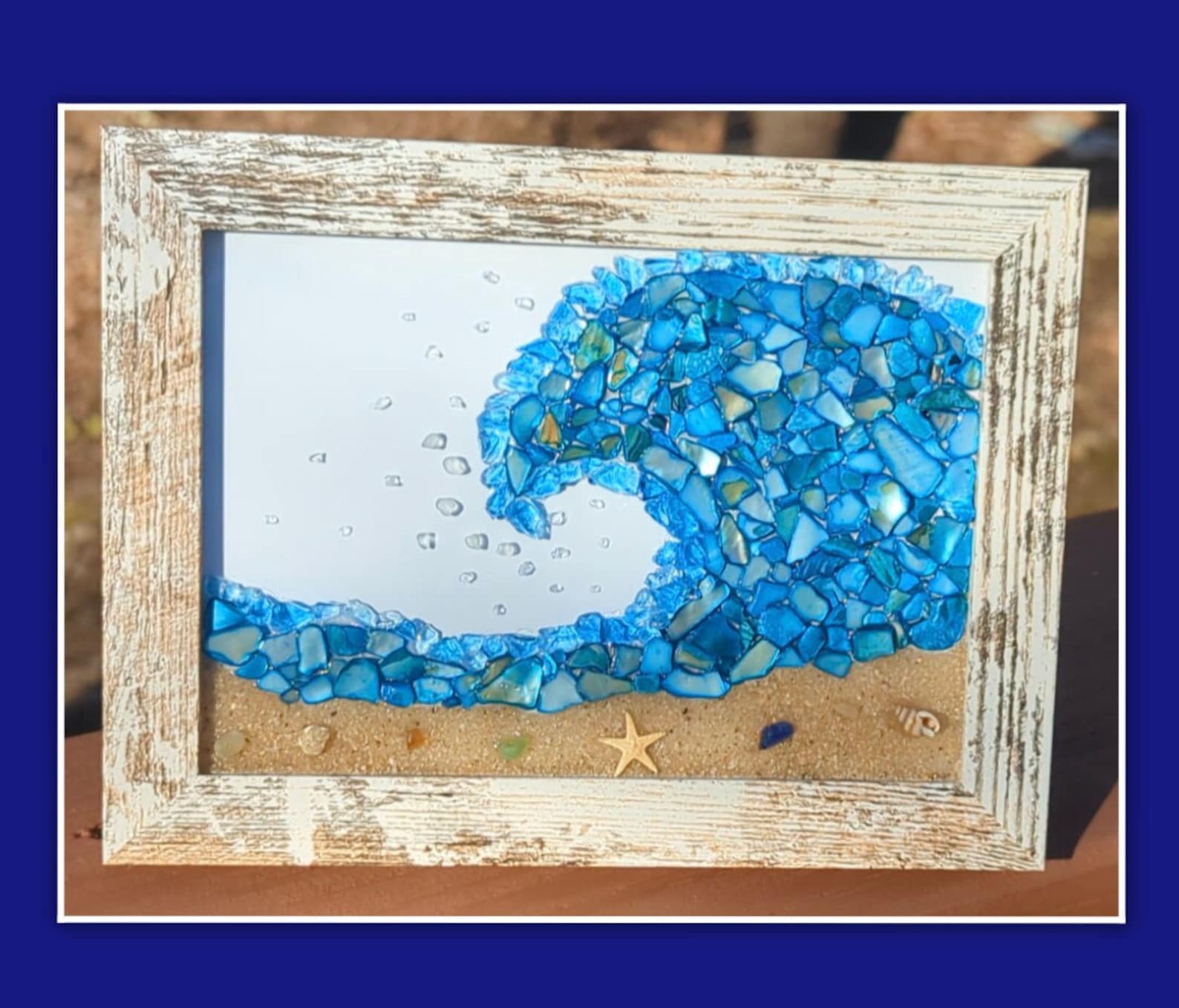 Sea Shell Wave, at a Sea Glass Beach, Glass and Shell Art, Handmade Art ...