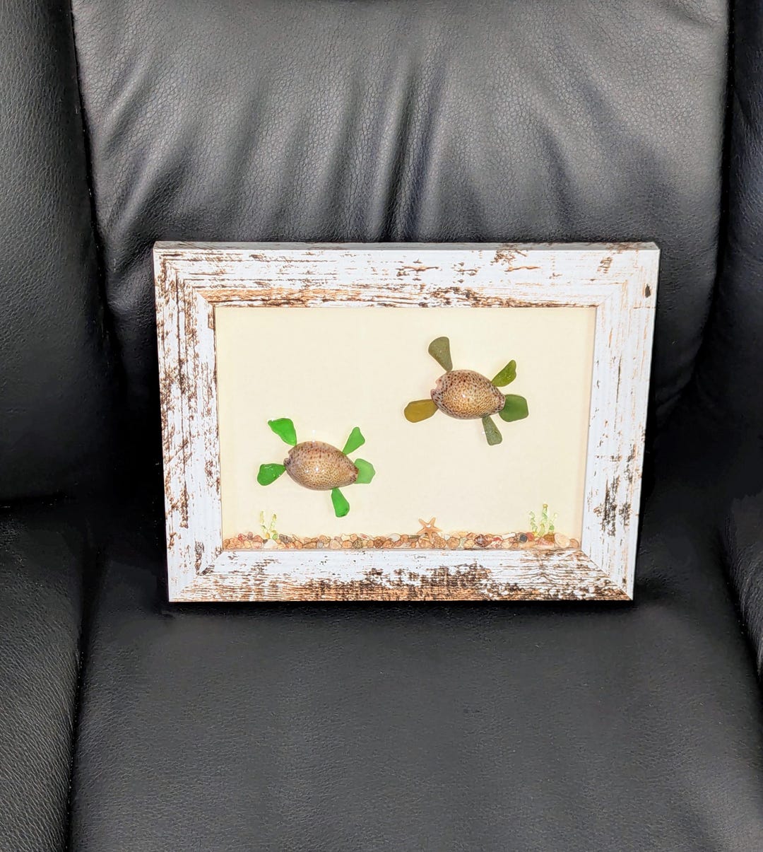Sea Turtles Made From Sea Shells and Sea Glass, Seaglass Art, Ocean Art ...