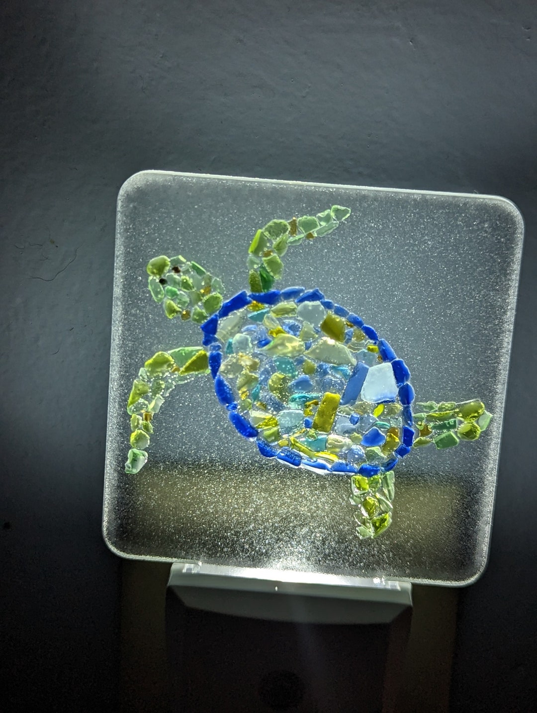Sea Glass Art LED Nightlight, Mosaic Sea Turtle LED Nightlight ...