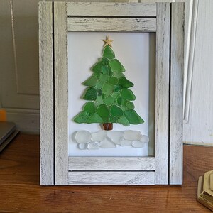 Handmade Sea Glass Christmas Tree Art, Framed Starfish Topper - Etsy