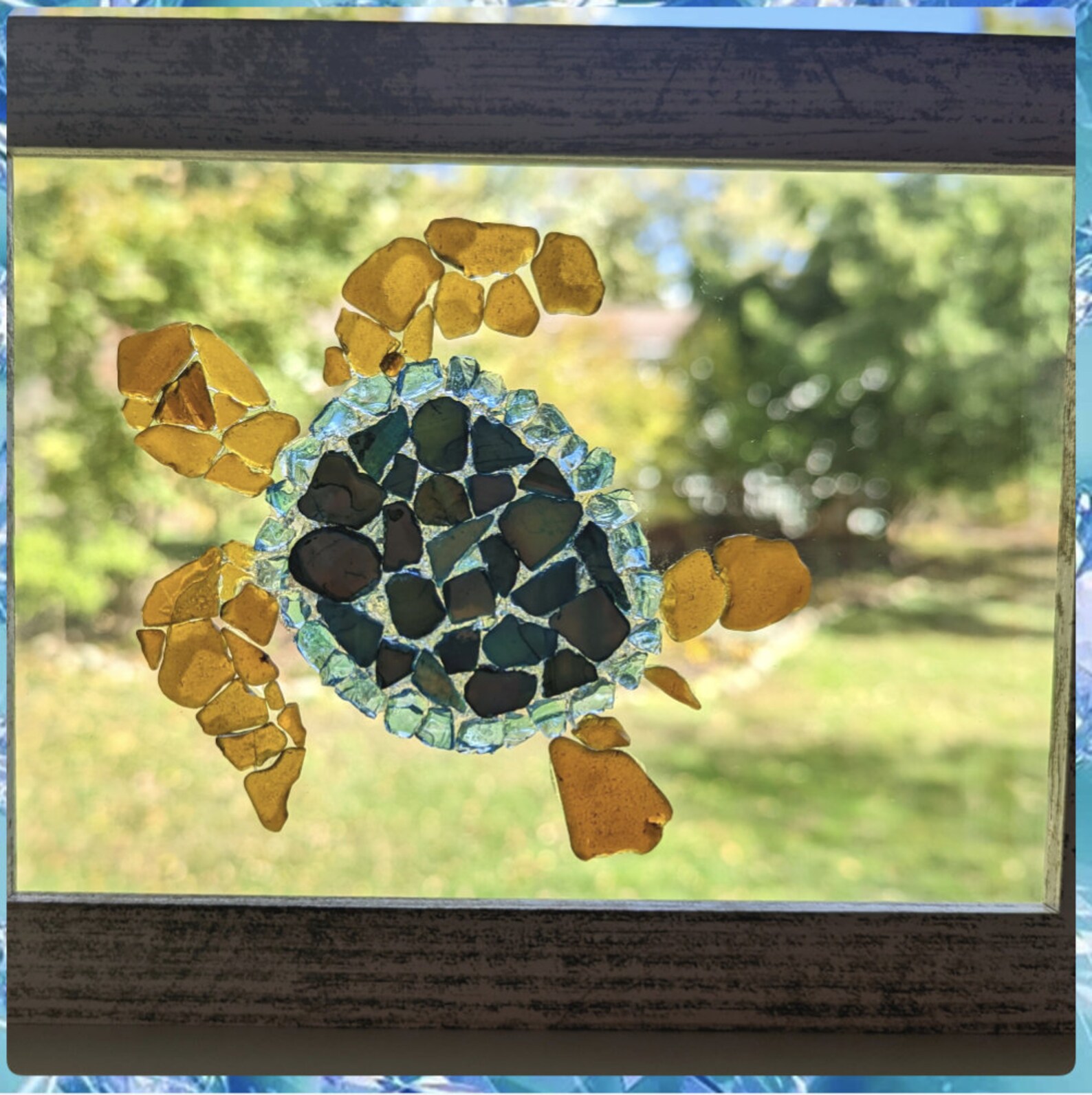 Sea Turtle Sea Glass Art Wall Art Seaglass Art Framed Etsy