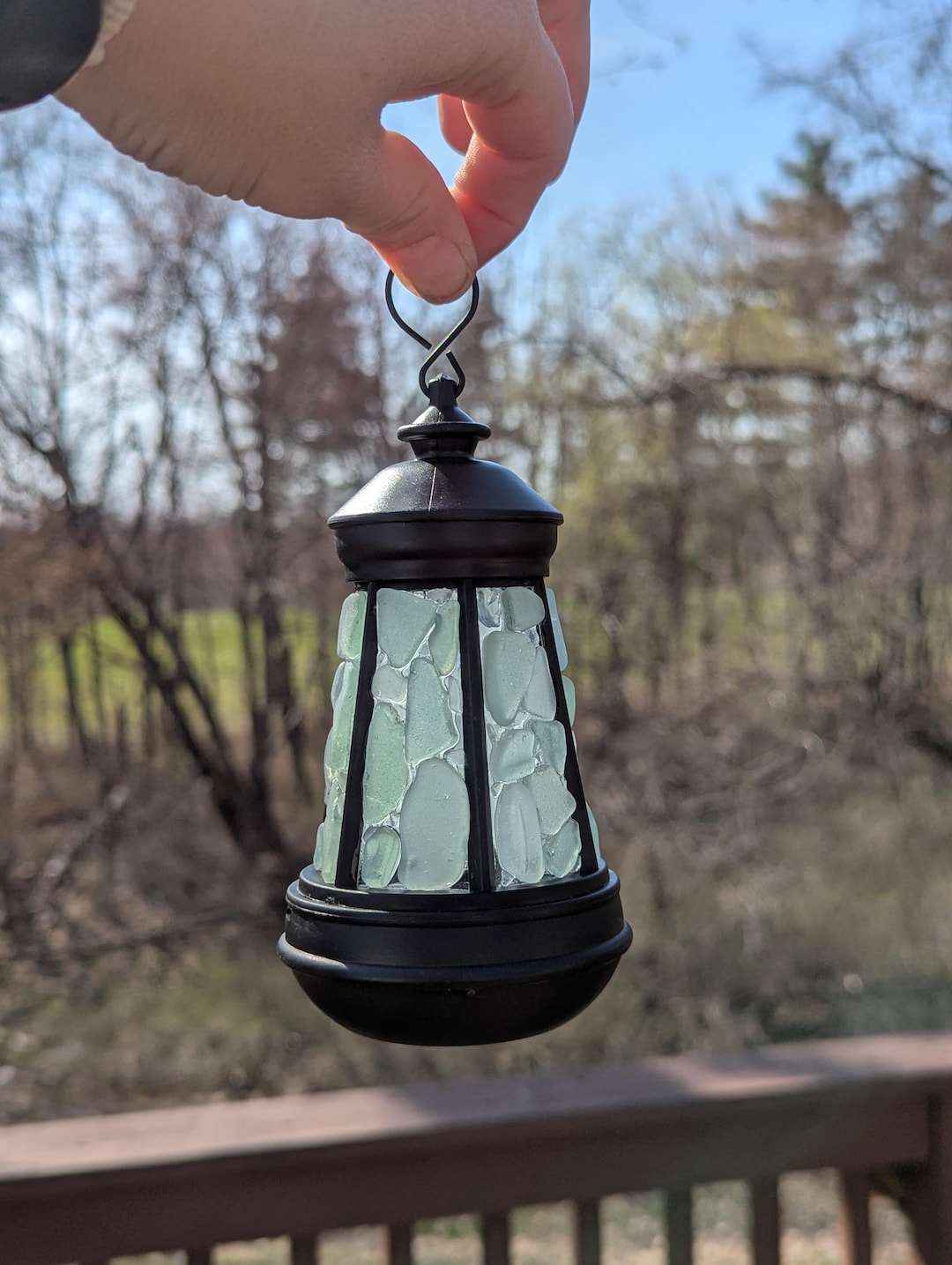 Sea Glass Solar Lantern, Seafoam Color Seaglass Lantern, Solar Light ...