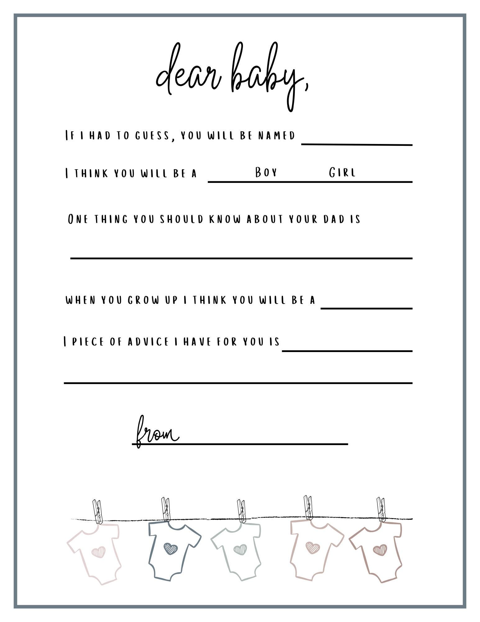 Baby Shower Fill-in-the-blank Cards | Printable Baby Shower Game ...