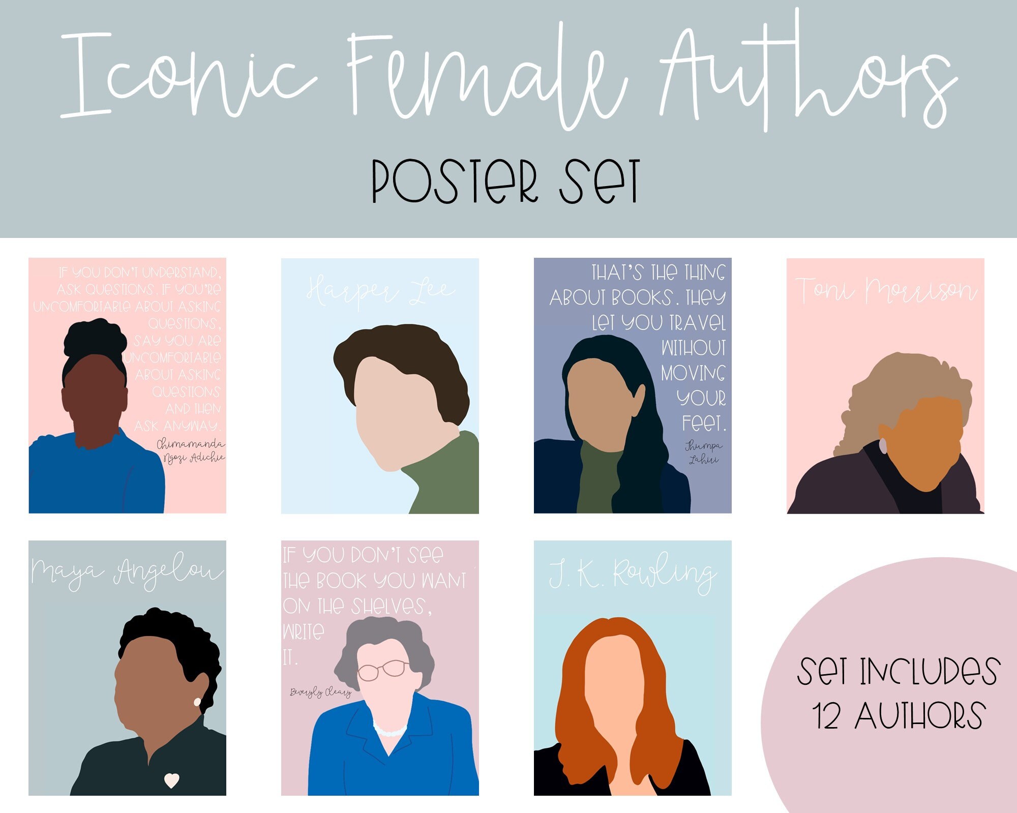 Iconic Female Authors Poster Set - Etsy