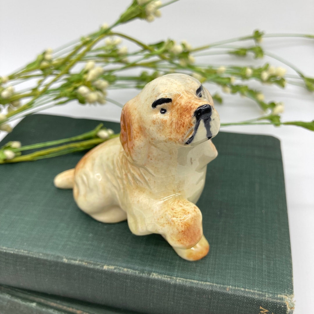 Vintage Golden Retriever Figurine, Ceramic Golden Dog Sculpture With ...