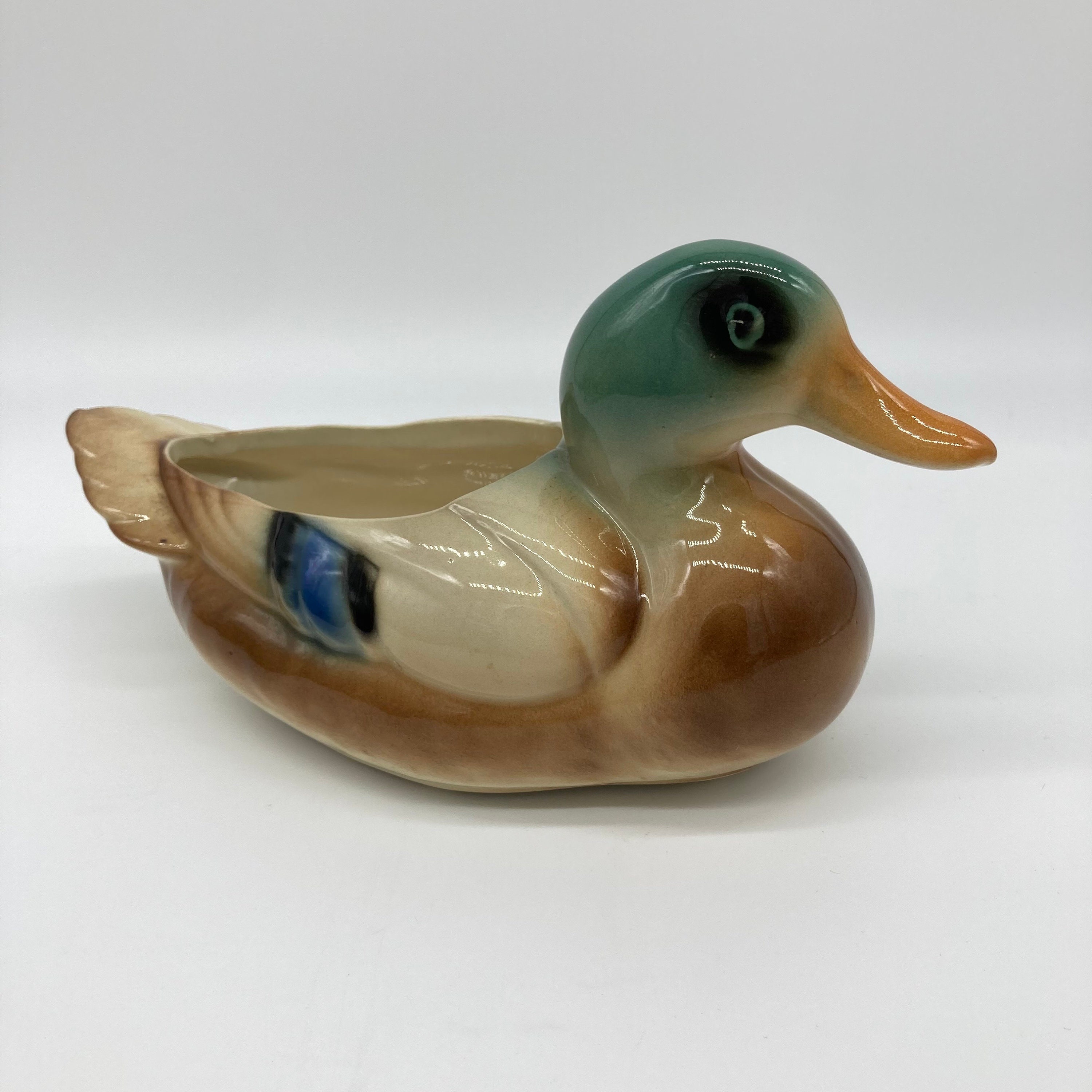 Vintage Duck Ceramic Planter, Glazed Ceramic Bird Planter for Garden or ...