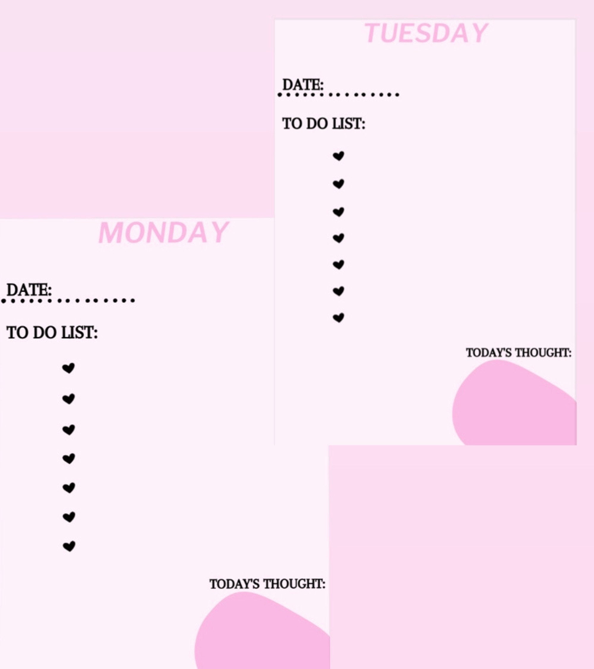 Digital Cute Pink Weekly Planner Instant Download - Etsy