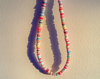 Hand Made Colorful Disc Natural Stones Necklace, Disco Rainbow Colors ...
