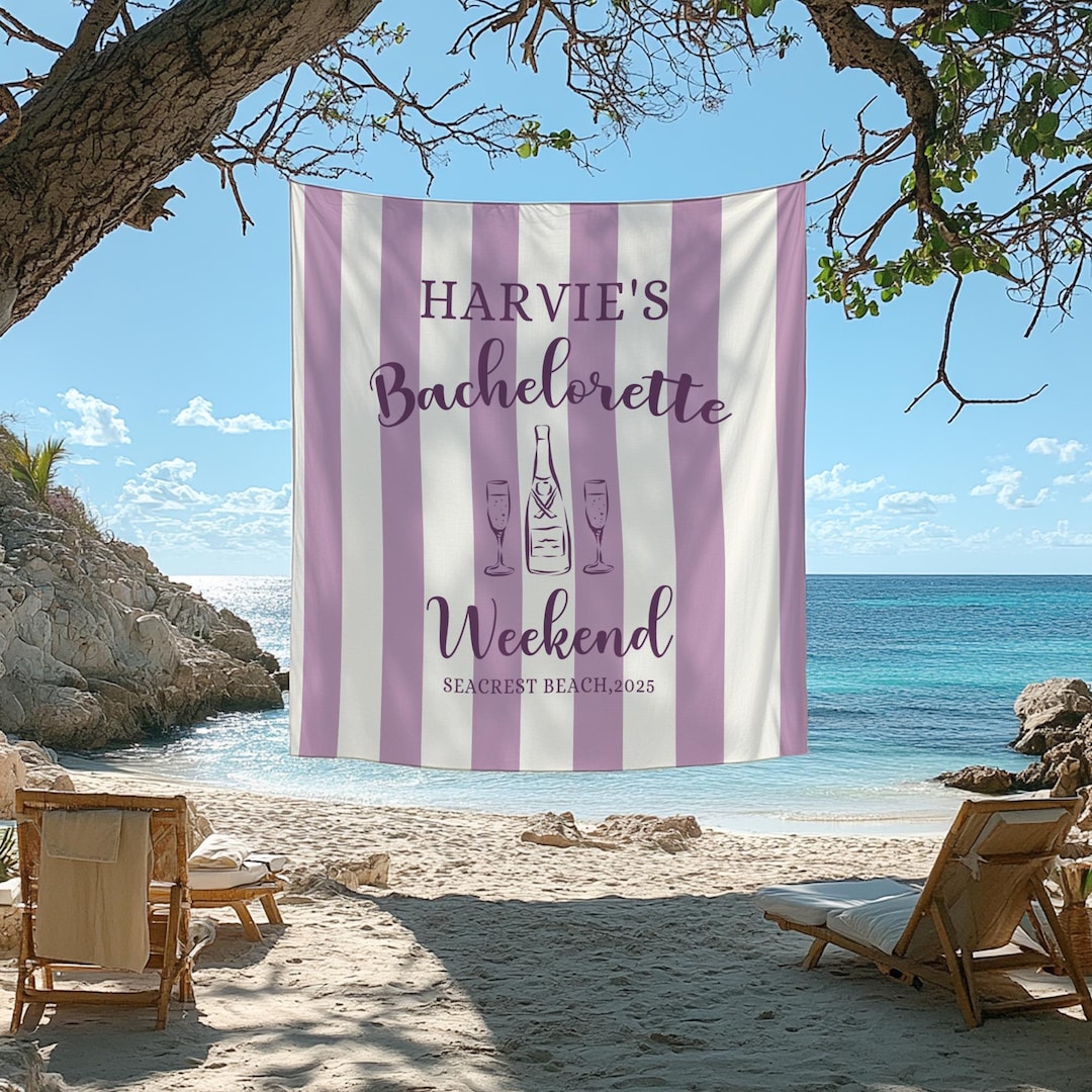 Custom Bachelorette Weekend Tapestry, Beach Bach Party Banner, Coastal ...
