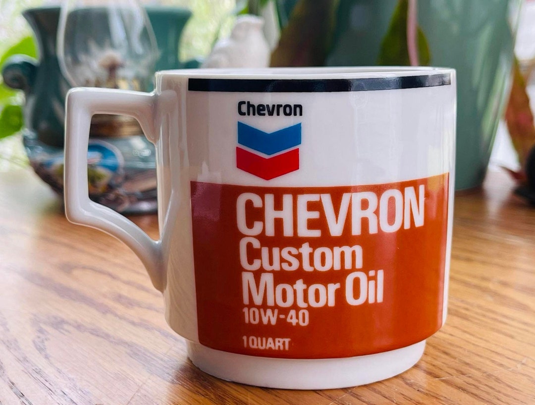 Vintage Chevron Motor Oil Mug, 1960s Gas Station Promo, Made in Japan ...