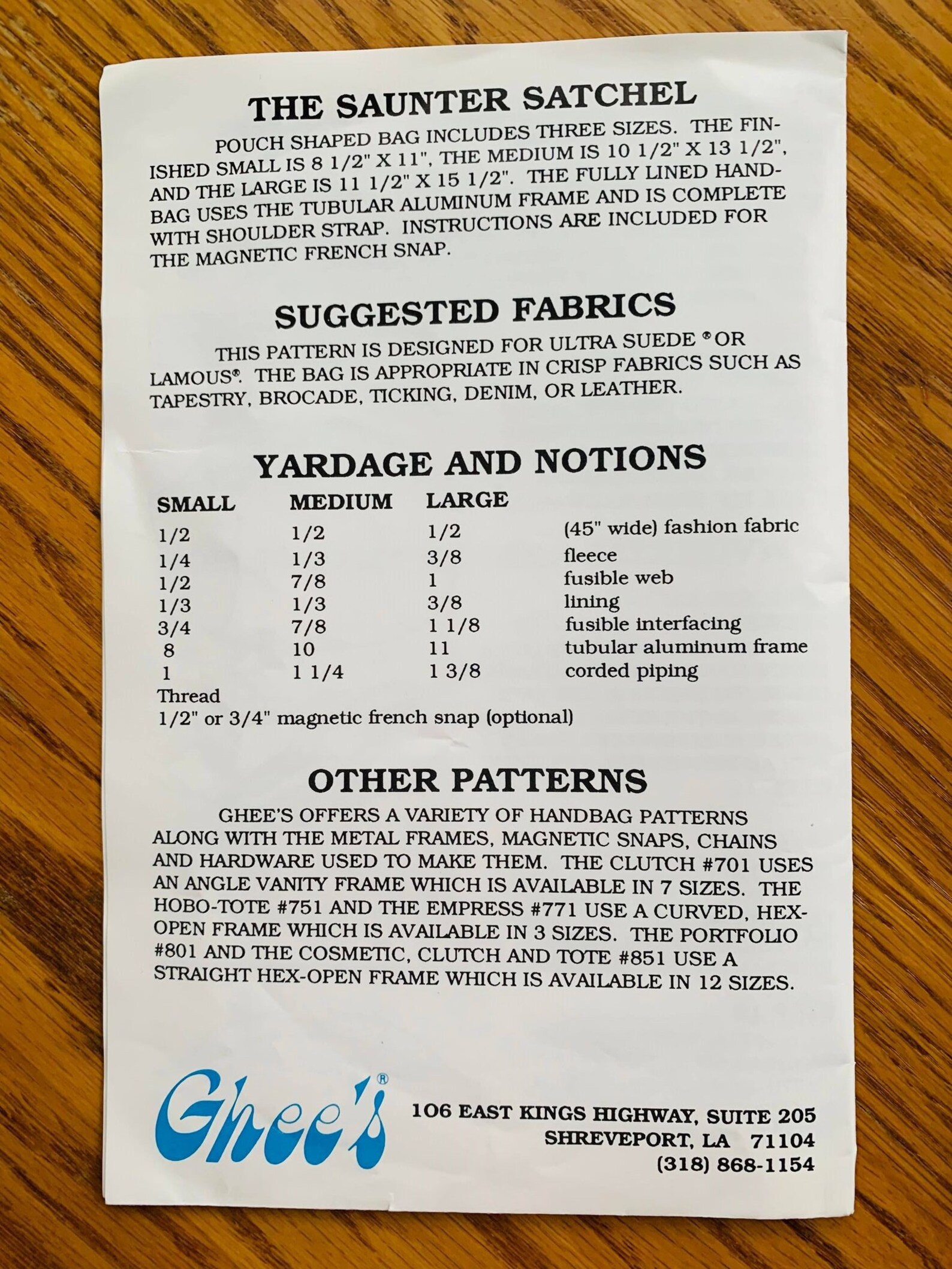 Vintage 1988 Uncut Ghee's Pattern 901 the Saunter Satchel Pouch Shaped ...