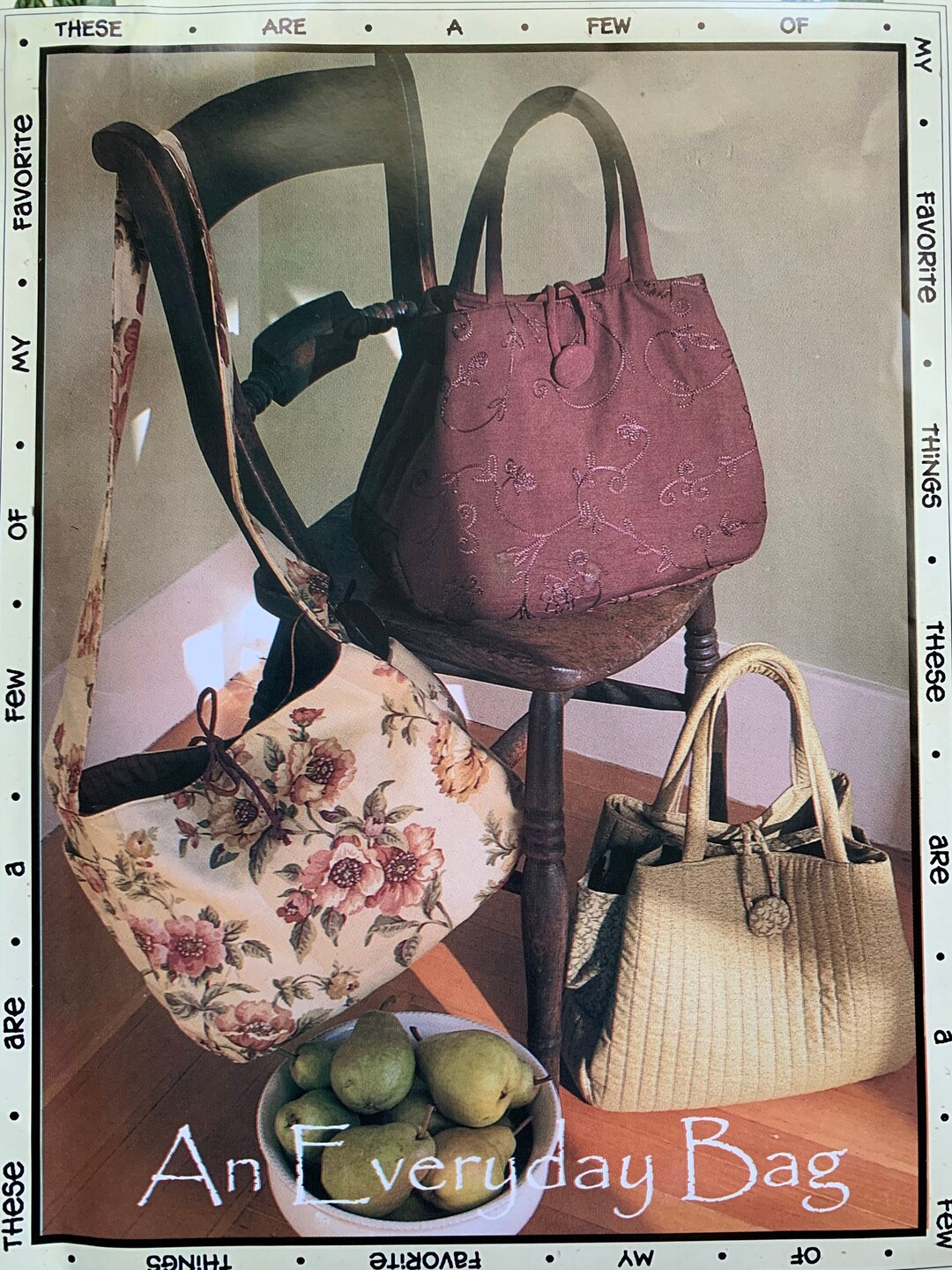 Vintage Favorite Things Pattern Designs #055 an Everyday Bag Tote Purse ...