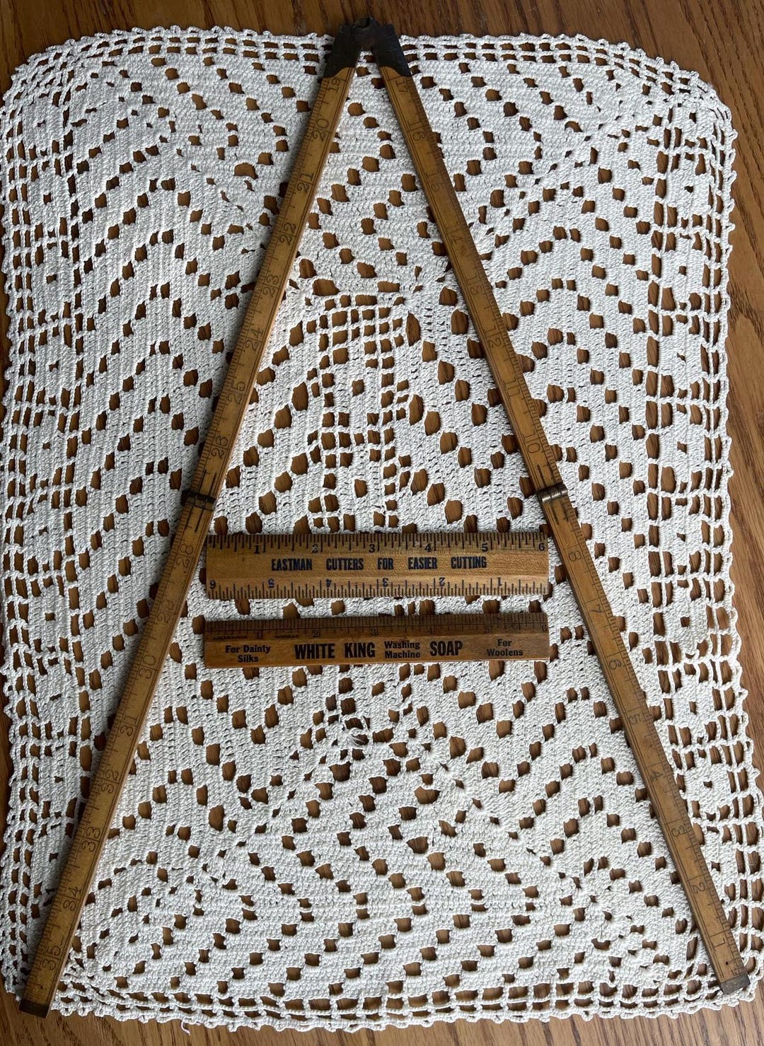 3 Antique & Vintage Wood Rulers Expandable 1 Yard Lufkin Art Deco ...