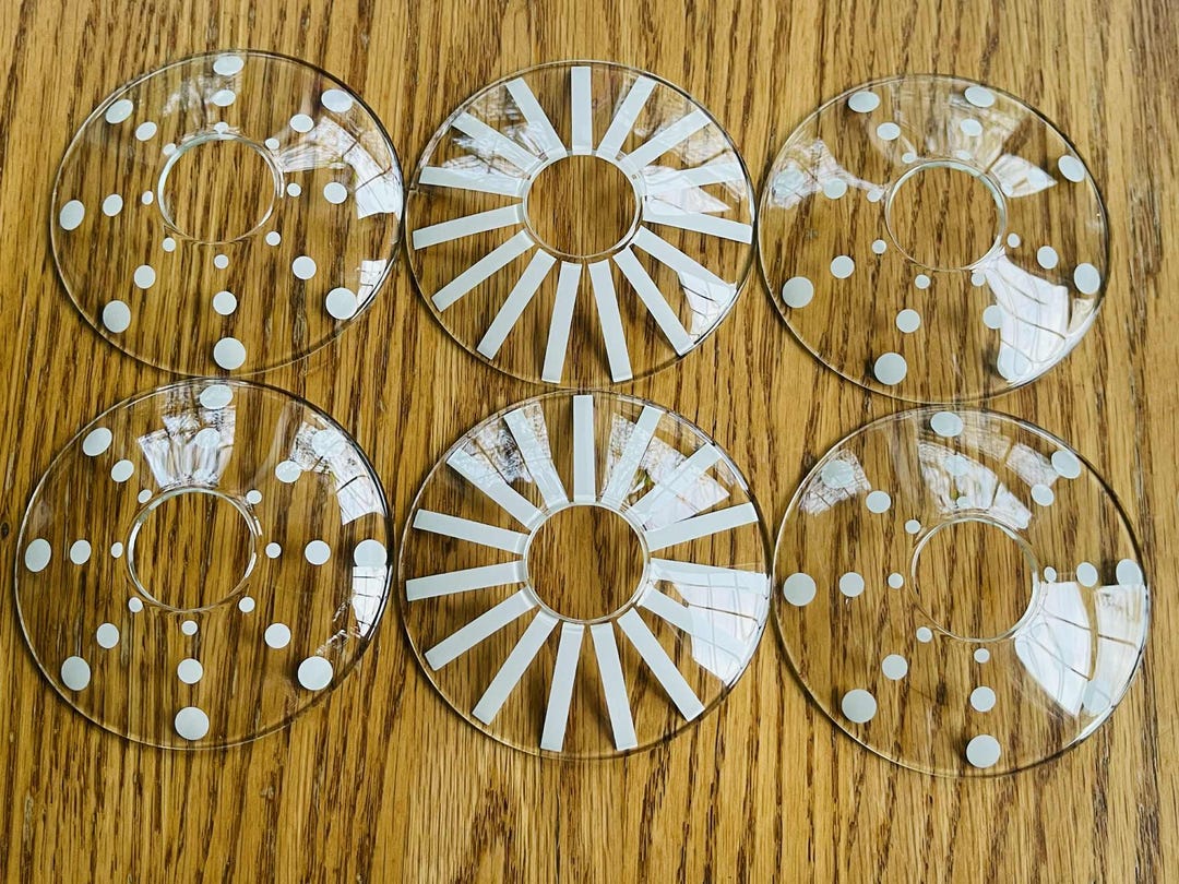 6 Vintage Candle Stick Wax Collars Drip Catchers White Polka Dots ...